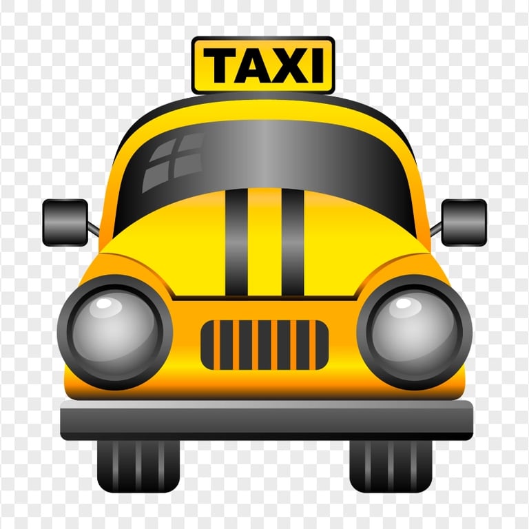 Yellow Illustration Vector Taxi Cab Front View PNG | Citypng