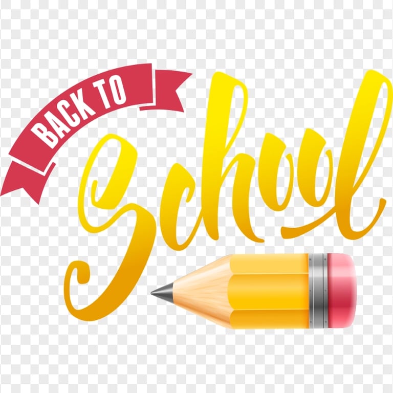 PNG Back To School Logo Text With Pencil Illustration | Citypng
