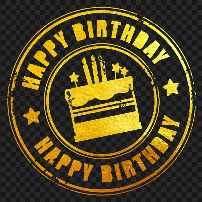 HD Gold Happy Birthday Round Stamp PNG | Citypng