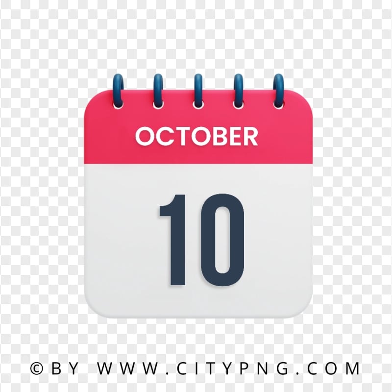 HD October 10th Date Vector Calendar Icon Transparent PNG | Citypng