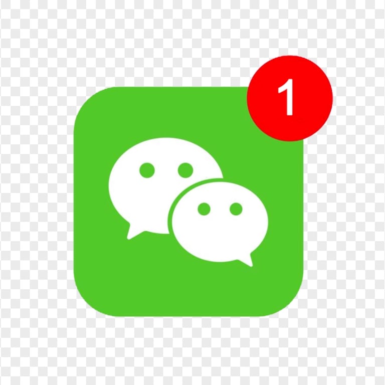 Square WeChat App Icon With One Message Notification | Citypng