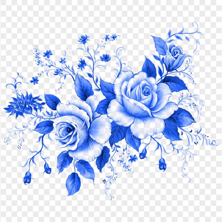 HD Digital Blue Flowers PNG | Citypng