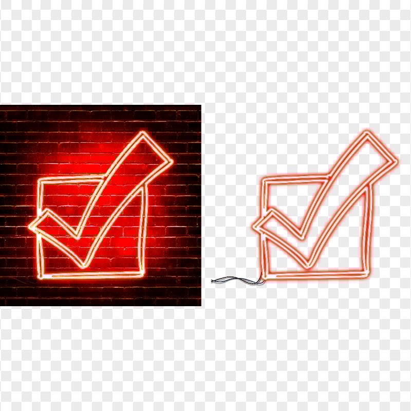 HD Red Neon Check Mark Tick Box Sketch Icon Transparent PNG | Citypng