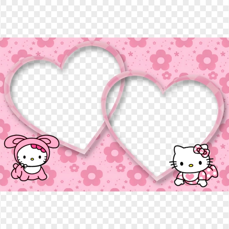 Hello Kitty Pink Heart Pictures Frame HD Transparent Background | Citypng