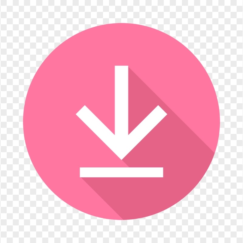 Flat Circle Round Pink Download Button Icon PNG | Citypng