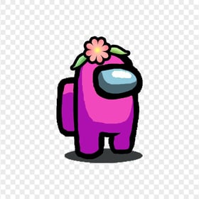 HD Among Us Pink Crewmate Character With Flower Pot Hat PNG | Citypng