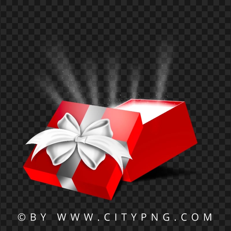 Open Red Gift Box With Light Sparkling Effect PNG | Citypng