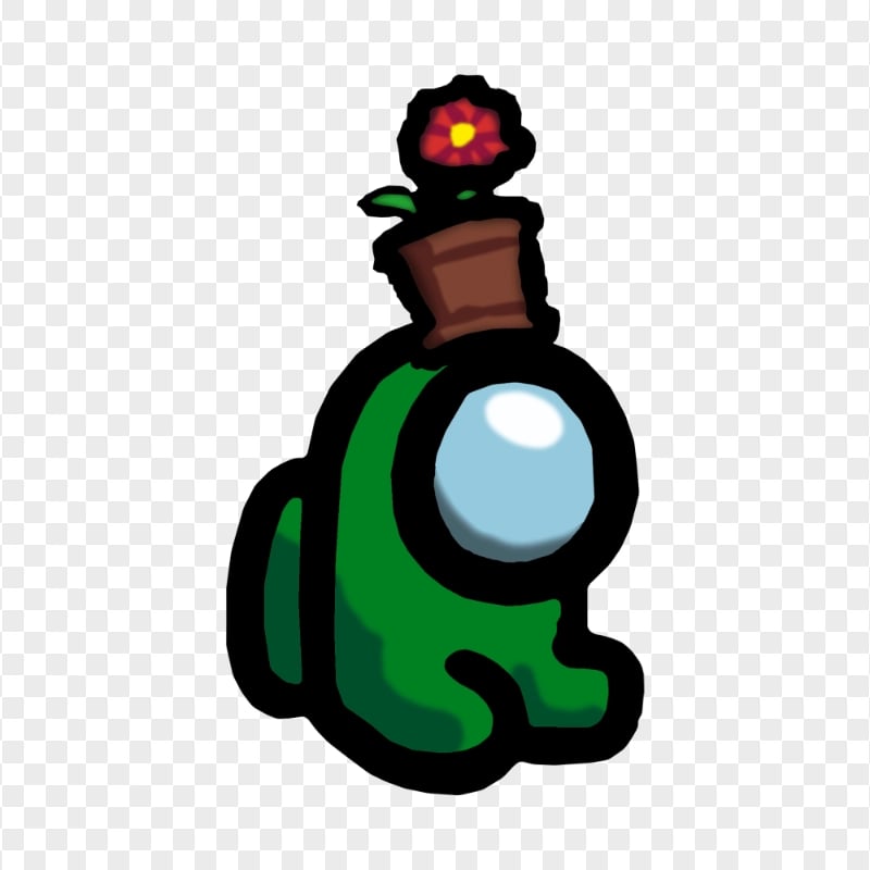 HD Green Among Us Mini Crewmate Baby With Flower Pot Hat PNG | Citypng