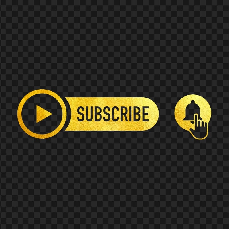 HD Youtube Gold Subscribe Button With Bell PNG | Citypng