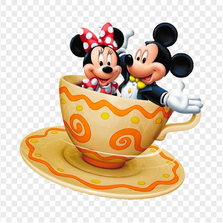 Mickey And Minnie On A Coffee Cup Illustration PNG | Citypng