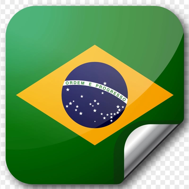 Square Brazil Flag Sticker Illustration HD PNG | Citypng