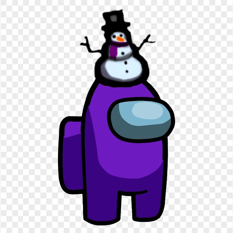 HD Purple Among Us Crewmate Character With Snowman Hat On Top PNG | Citypng