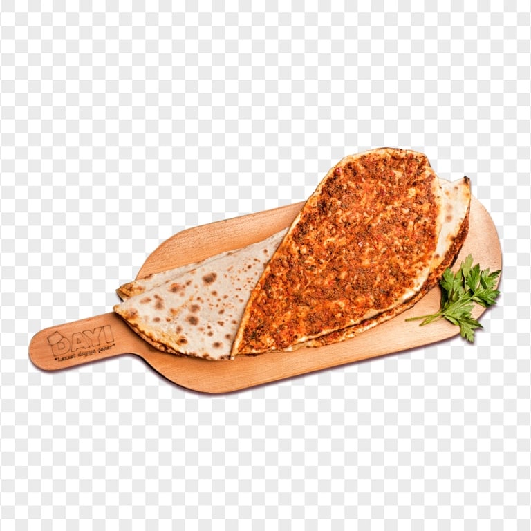 Lahmacun Pizza Turque on a Rustic Plate HD Transparent PNG | Citypng
