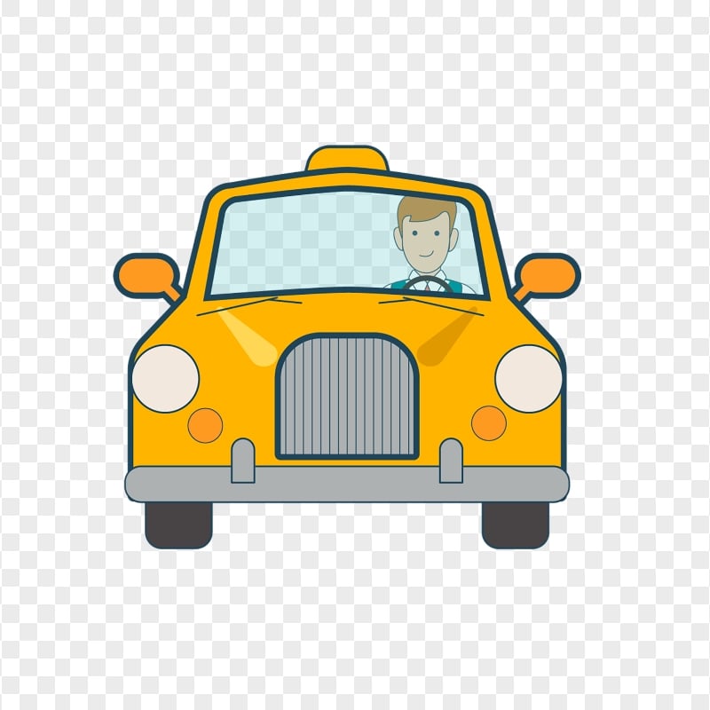 HD Vector Cartoon Driver Driving Taxi Cab PNG | Citypng