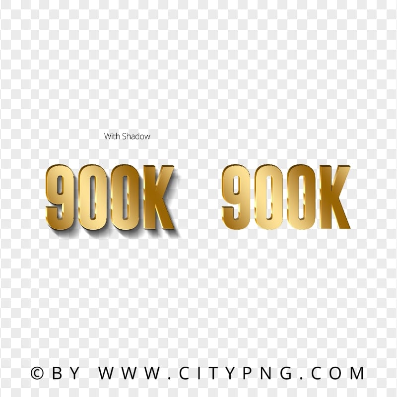 900K Number Text Gold Effect Transparent Background | Citypng