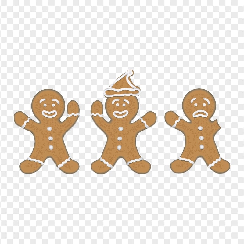 Clipart Cartoon Three Gingerbread Men PNG | Citypng