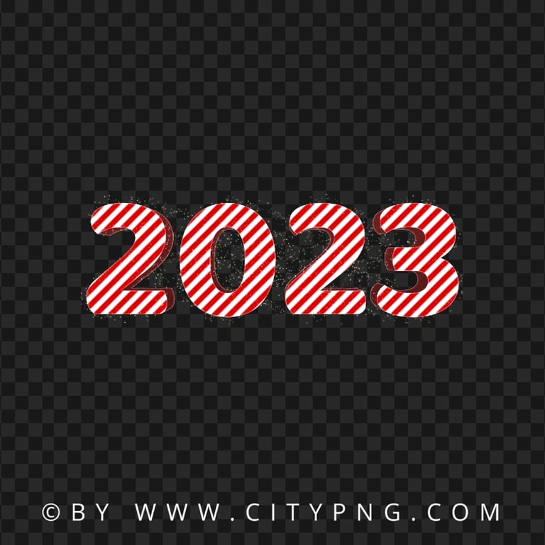 2023 Text Numbers Christmas Candy Cane Style HD PNG | Citypng