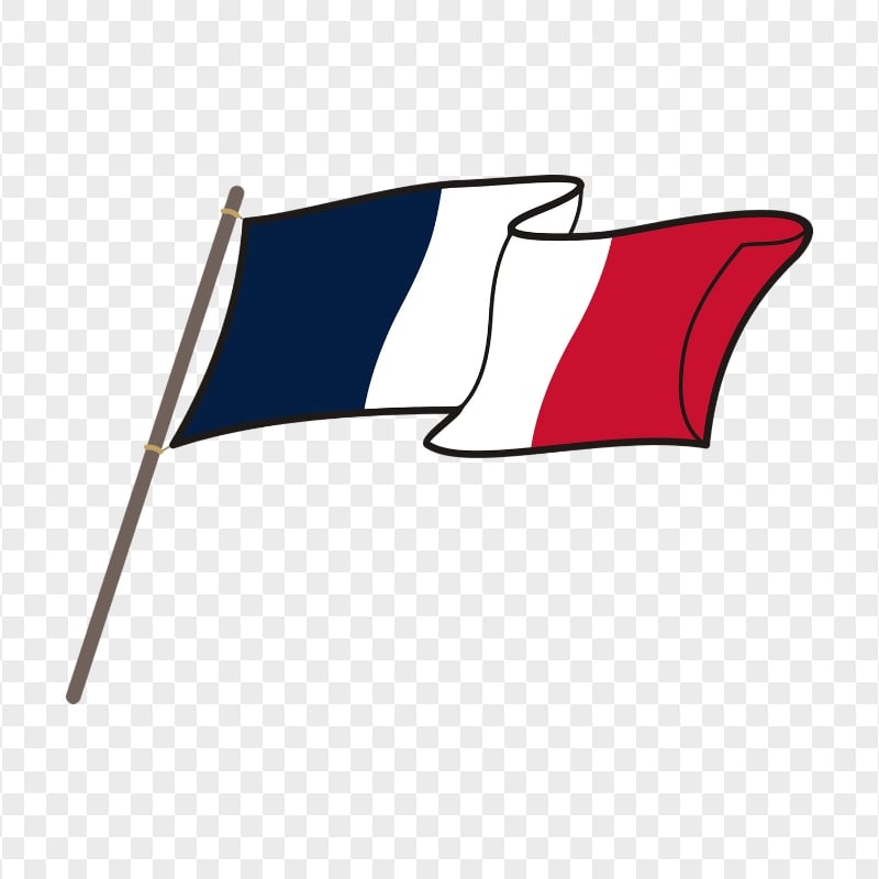 HD Cartoon Clipart France Flag On Wooden Pole PNG | Citypng