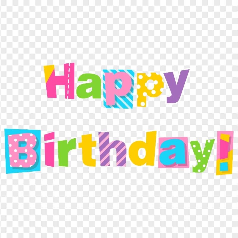 HD Happy Birthday Cartoon Colorful Words Text PNG | Citypng