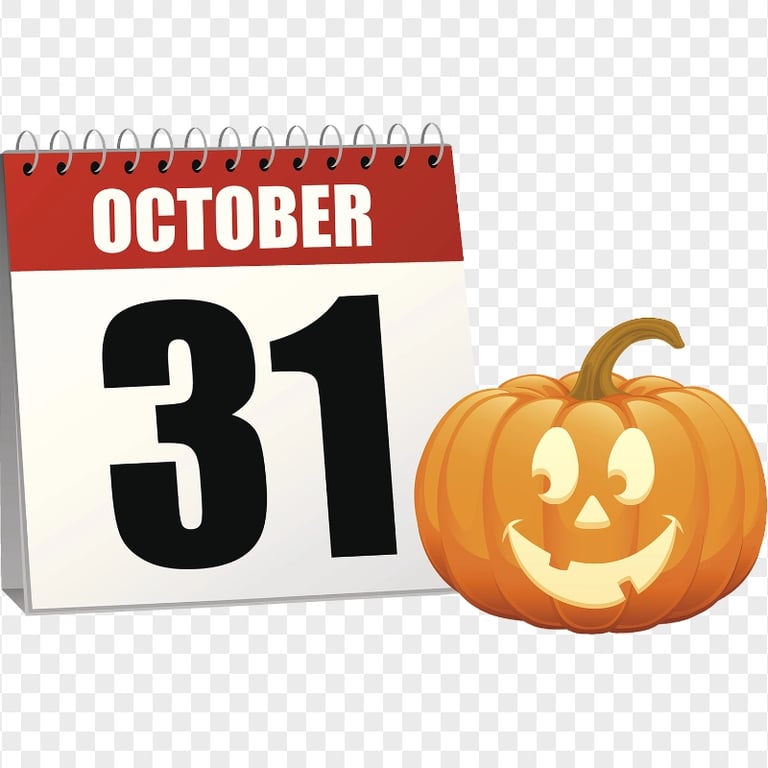 31 October Calendar Halloween Pumpkin Illustration | Citypng