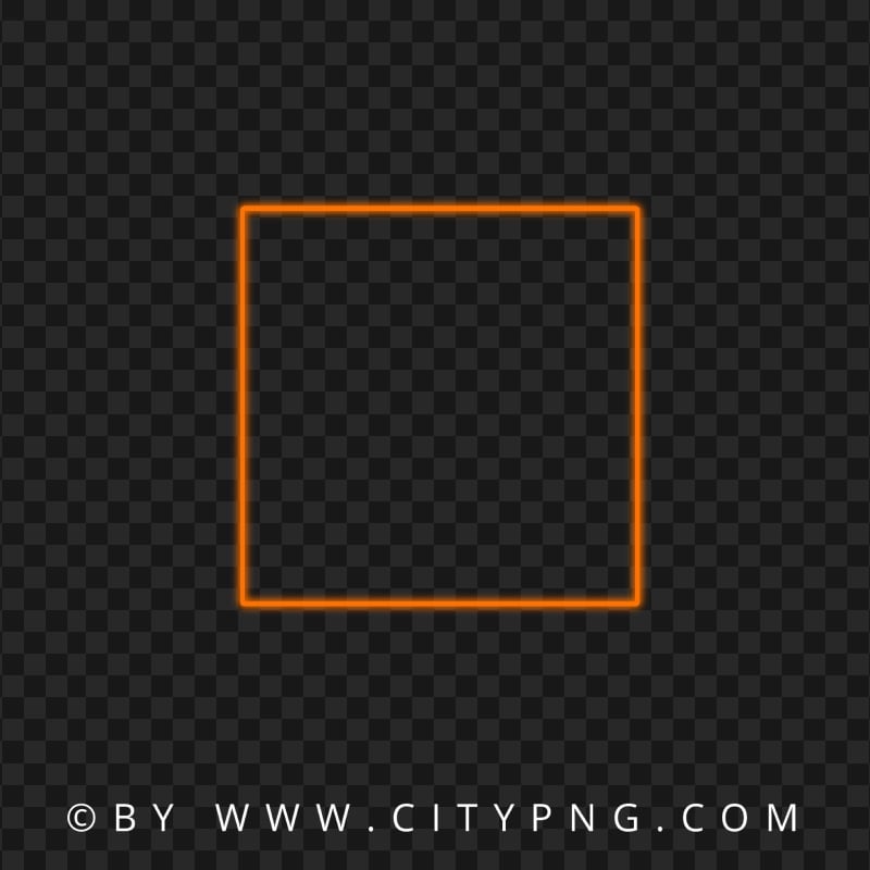 Orange Neon Light Square Frame Download PNG | Citypng