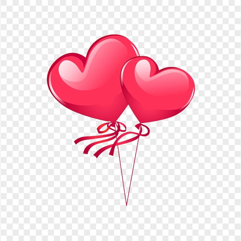 HD Watercolor Romantic Two Heart Balloons PNG | Citypng