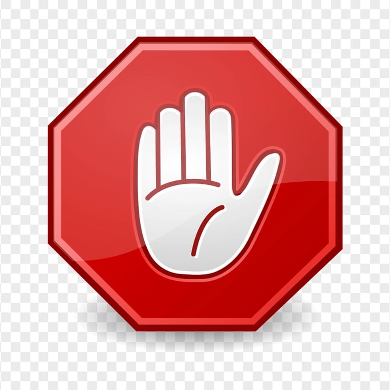 HD White Hand Stop Icon On Red Road Stop Sign Clipart PNG | Citypng