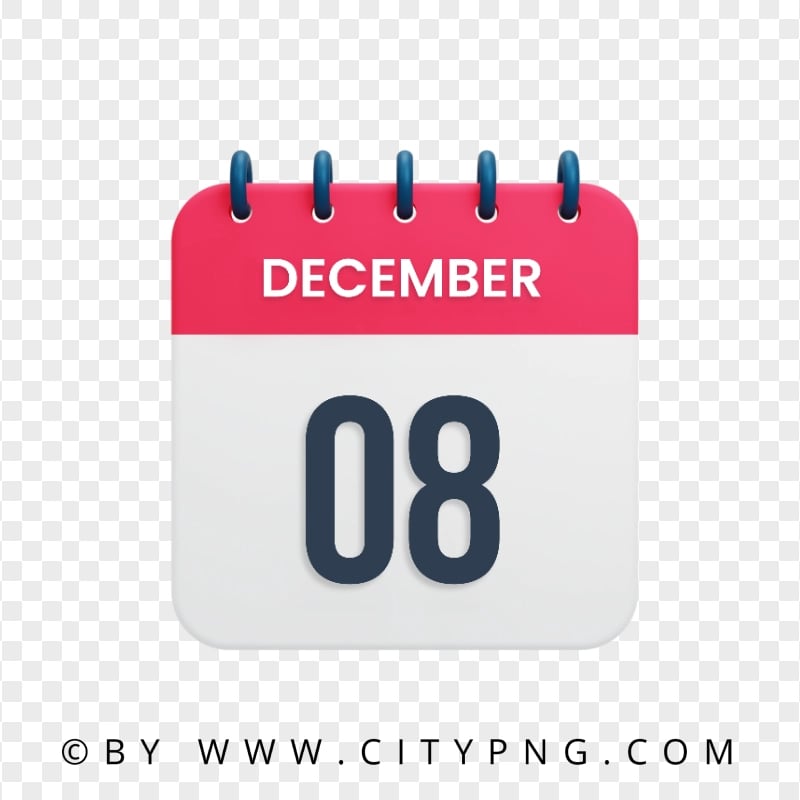 HD December 8th Date Vector Calendar Icon Transparent PNG | Citypng