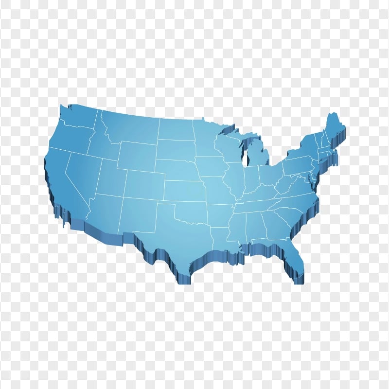Download United States 3D Blue Map PNG | Citypng