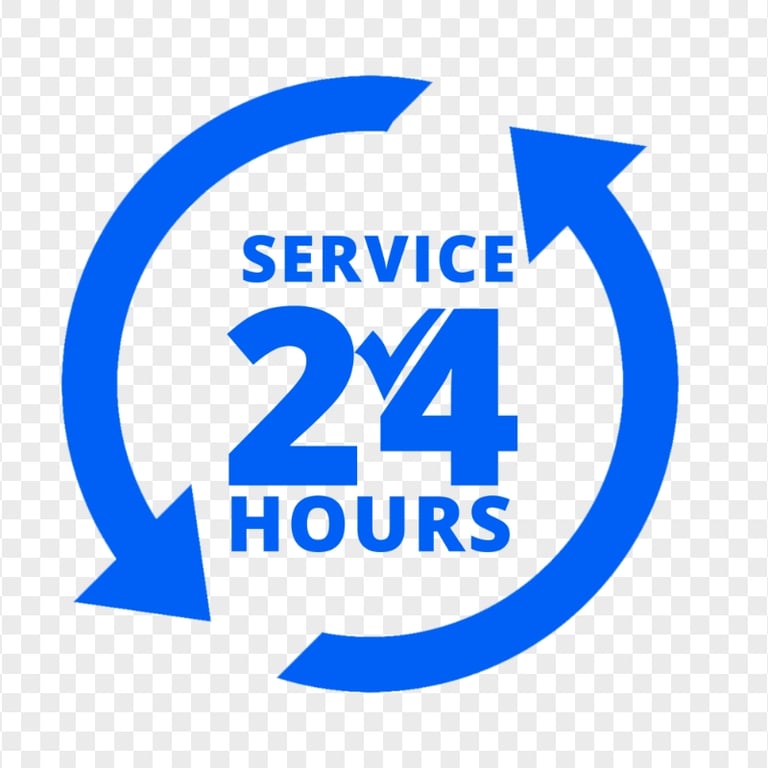 Blue 24 Hours Service Logo Icon Sign PNG Image | Citypng