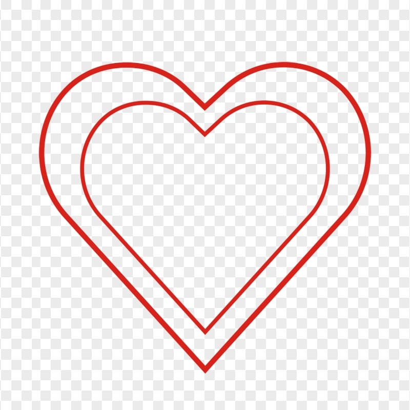 HD Double Red Outline Hearts Love Romance Valentine PNG | Citypng