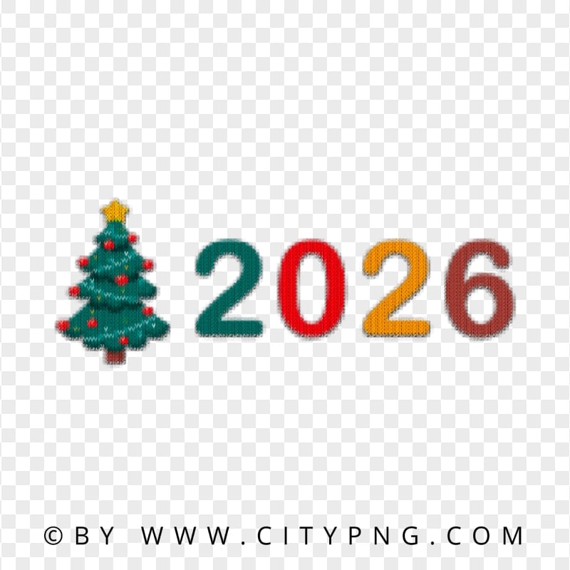 HD New Year 2026 Colorful Text Embroidery Effect PNG | Citypng