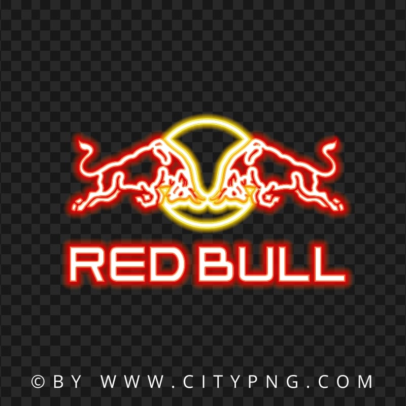 HD Glowing Neon Red Bull Energy Logo PNG | Citypng