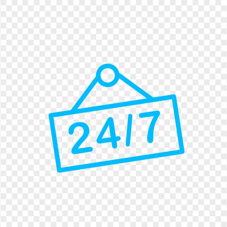 24/7 Blue Logo Sign Icon PNG | Citypng