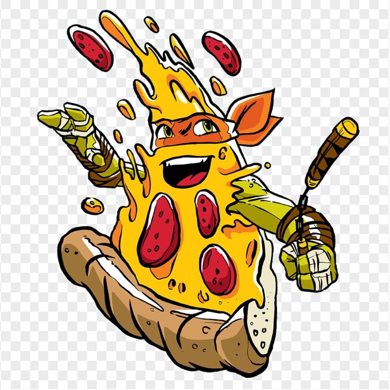 Cartoon Ninja Pizza Slice HD Transparent Background | Citypng