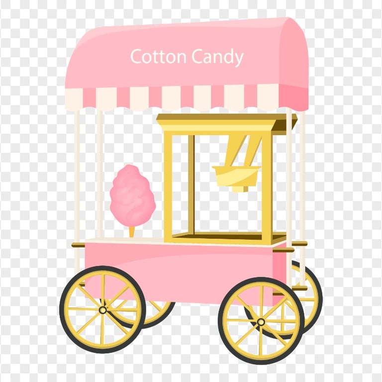 Cartoon Vector Cotton Candy Cart HD PNG | Citypng