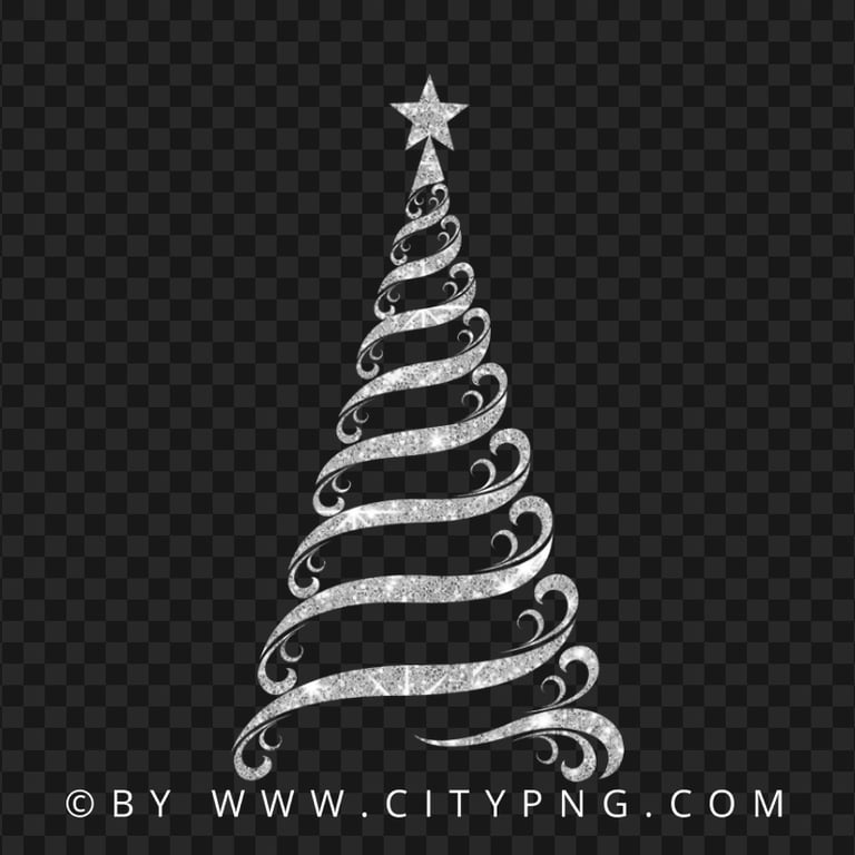 HD Beautiful Silver Ribbon Line Glitter Christmas Tree PNG | Citypng