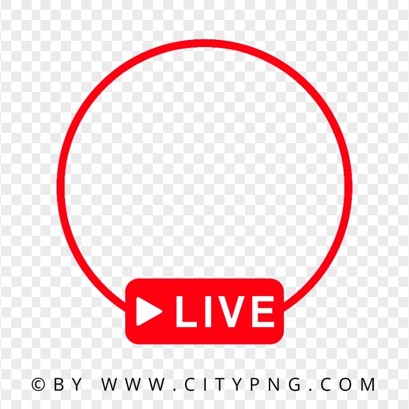HD Live Red Circle Logo Sign With Play Icon PNG | Citypng