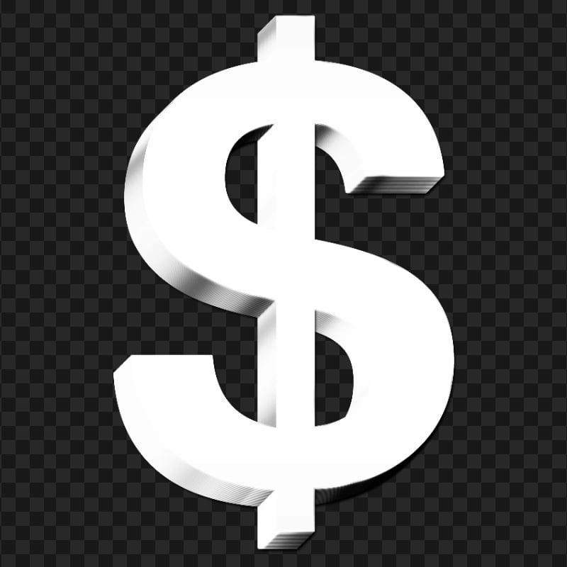 Dollar 3D White Logo Sign PNG | Citypng