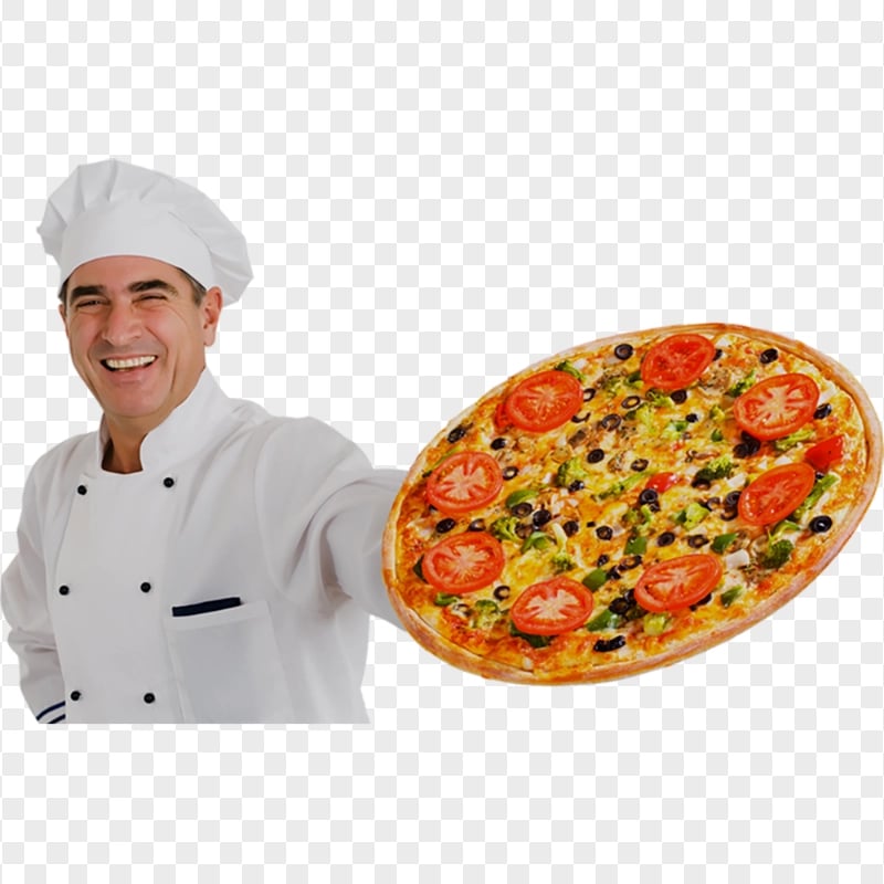 Italian Chef Holding a Veggie Pizza HD Transparent PNG | Citypng