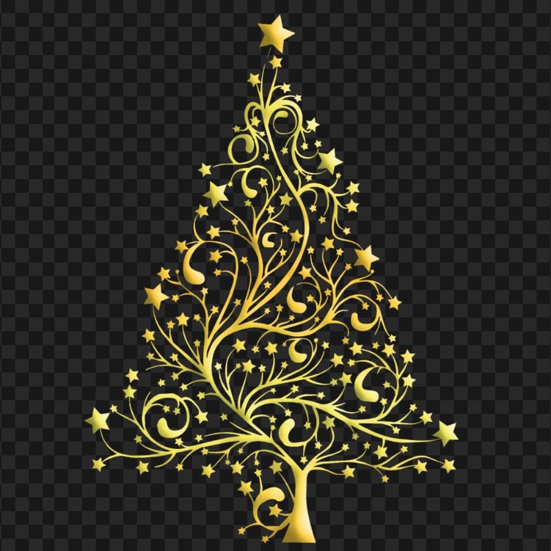 Yellow Gold Christmas Tree Illustration Design | Citypng