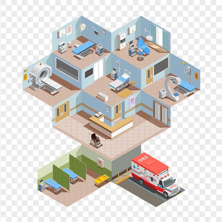 3D Hospital Isometric Interior Room Polyclinic | Citypng