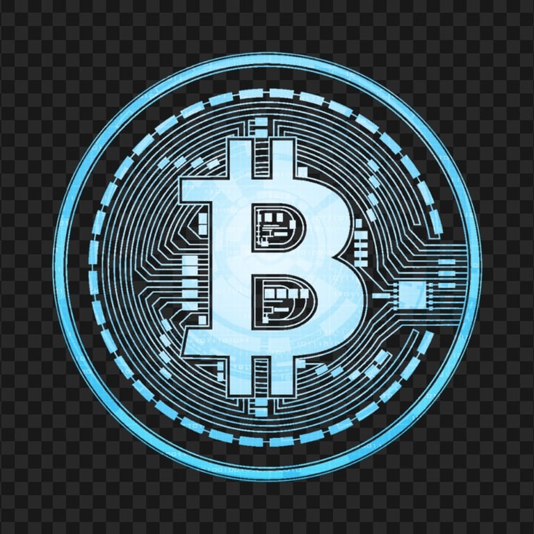 HD Beautiful Blue BTC Bitcoin Crypto Blockchain Coin Icon PNG | Citypng