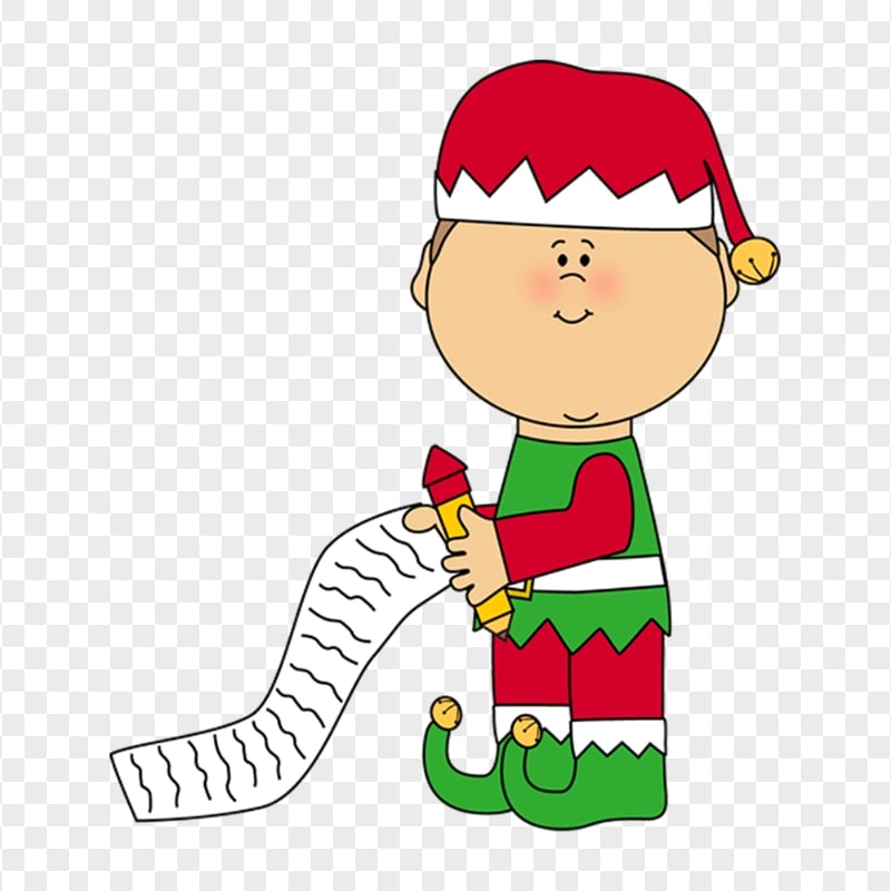 Christmas Fat Elf Holding A List Clipart Image PNG | Citypng