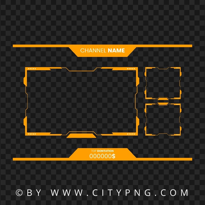 HD Simple Orange Twitch Overlay Live Stream Frame PNG | Citypng