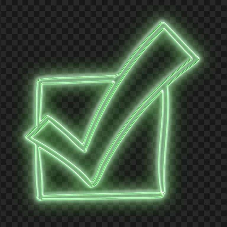 HD Green Neon Check Mark Tick Box Sketch Icon PNG | Citypng