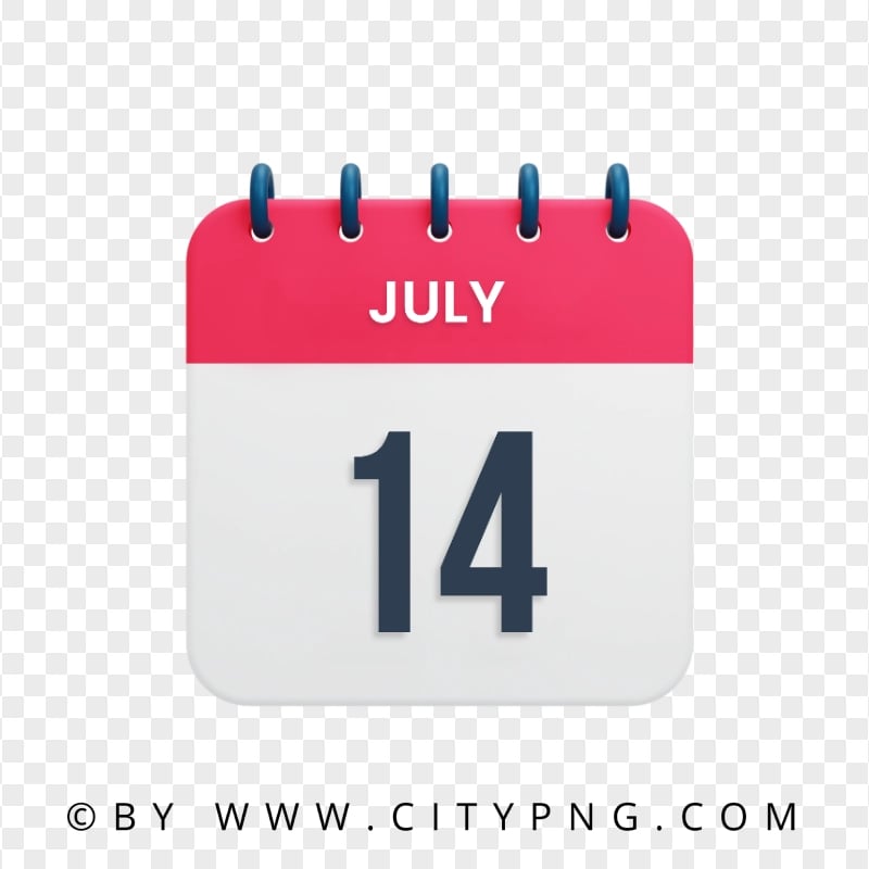 HD July 14th Date Vector Calendar Icon Transparent PNG | Citypng