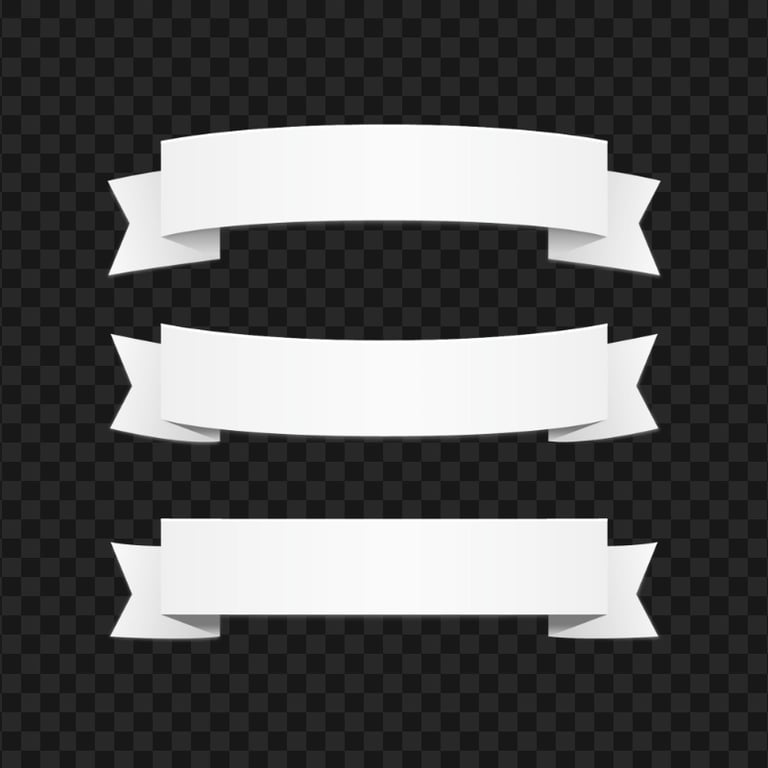HD Three White Ribbons Banners Transparent PNG | Citypng