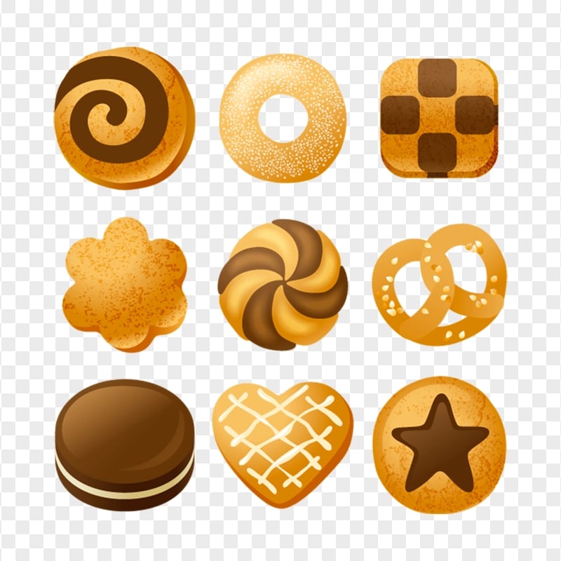 Vector Cartoon Set Of Baking Cookies Biscuits PNG | Citypng