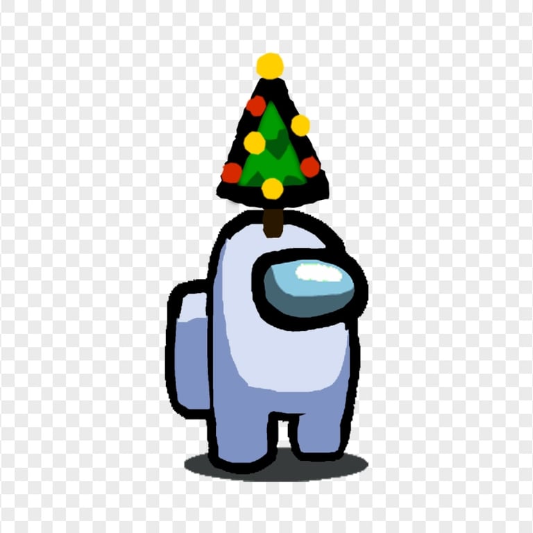 HD Among Us White Crewmate Character With Christmas Tree Hat PNG | Citypng